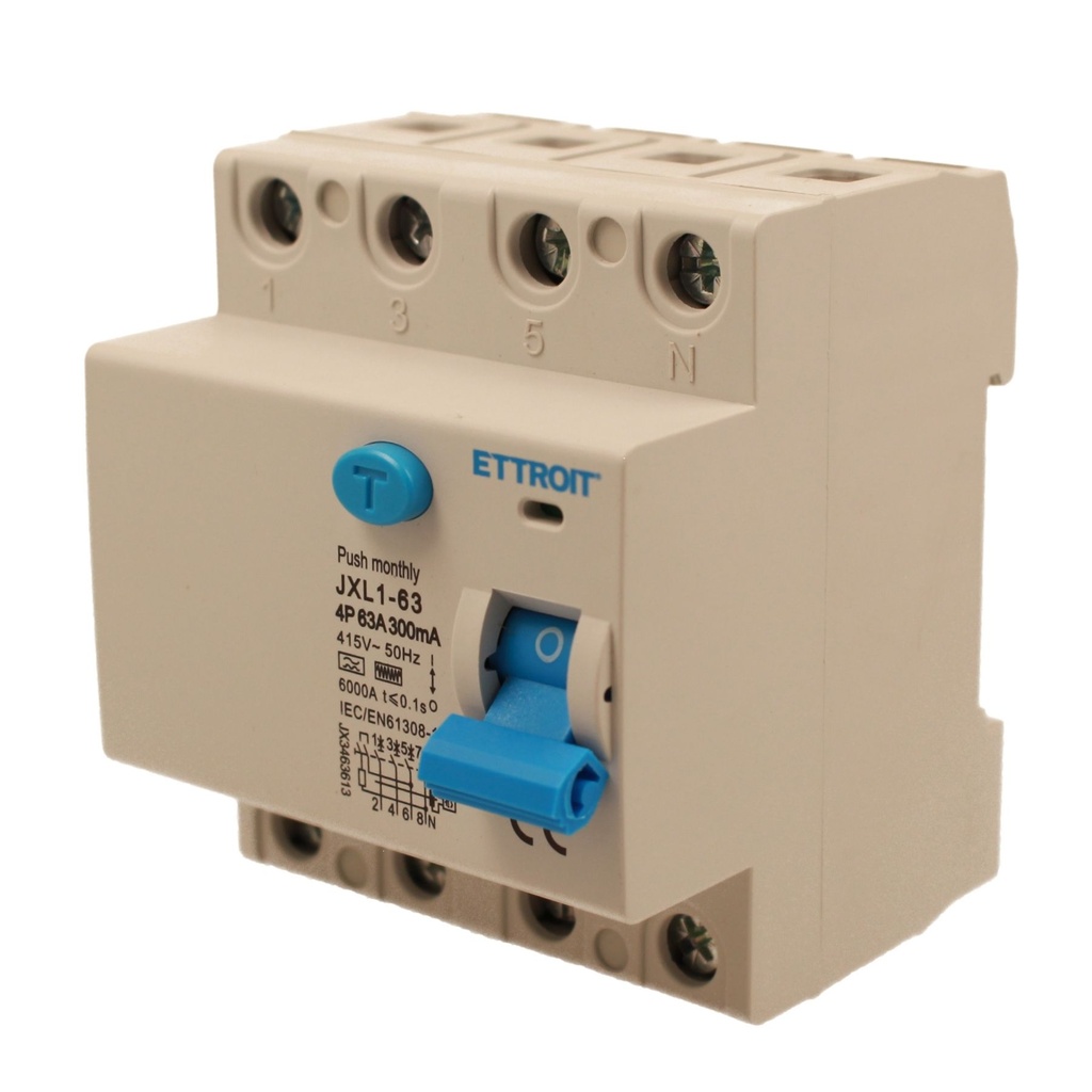 ETTROIT RCCB Interruttore Differenziale Puro Tipo A 3P+N 4M 6000A 300mA 16A